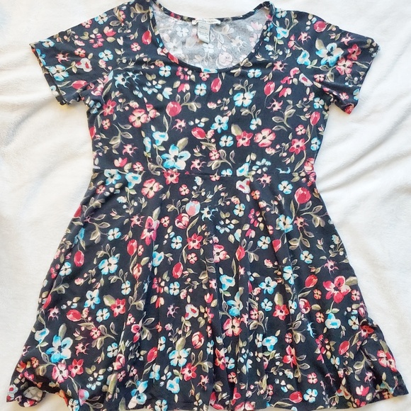 American Rag | Dresses | American Rag Black Floral Fit And Flare Dress ...